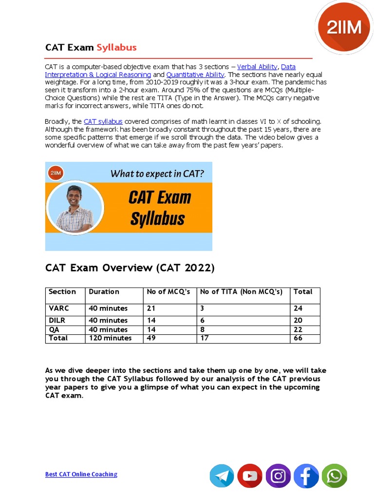 2IIM CAT Exam Syllabus 2023 | PDF | Geometry | Multiple Choice