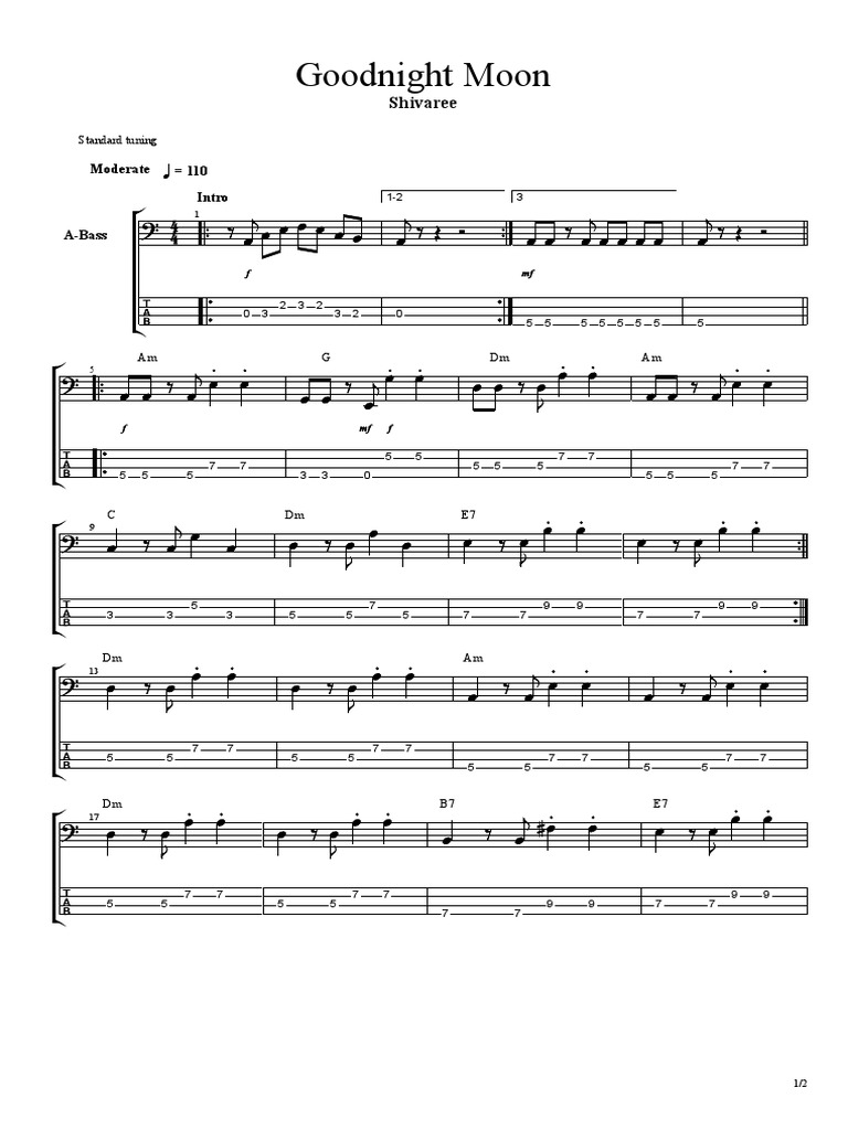 Goodnight Moon - Shivare Bass Score | PDF