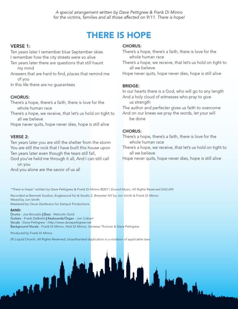 There Is Hope - Song Lyrics - September 11 Tribute Song - by Dave ...