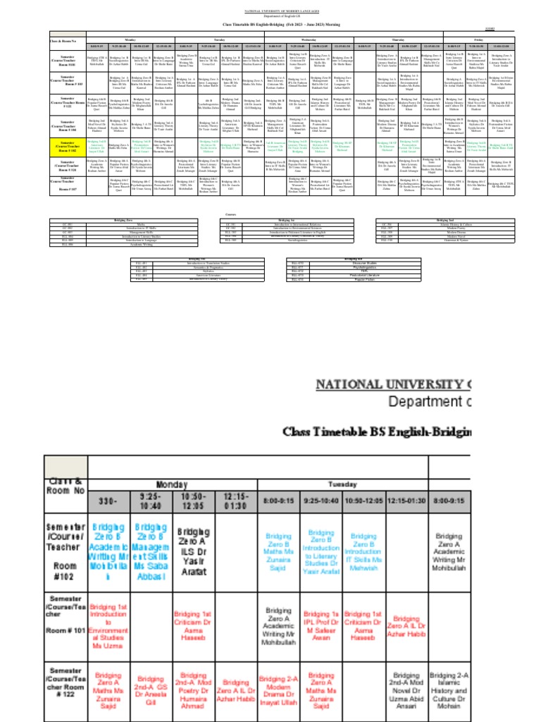 Class Timetable BS English-Bridging (Feb 2023 - June 2023) Morning ...