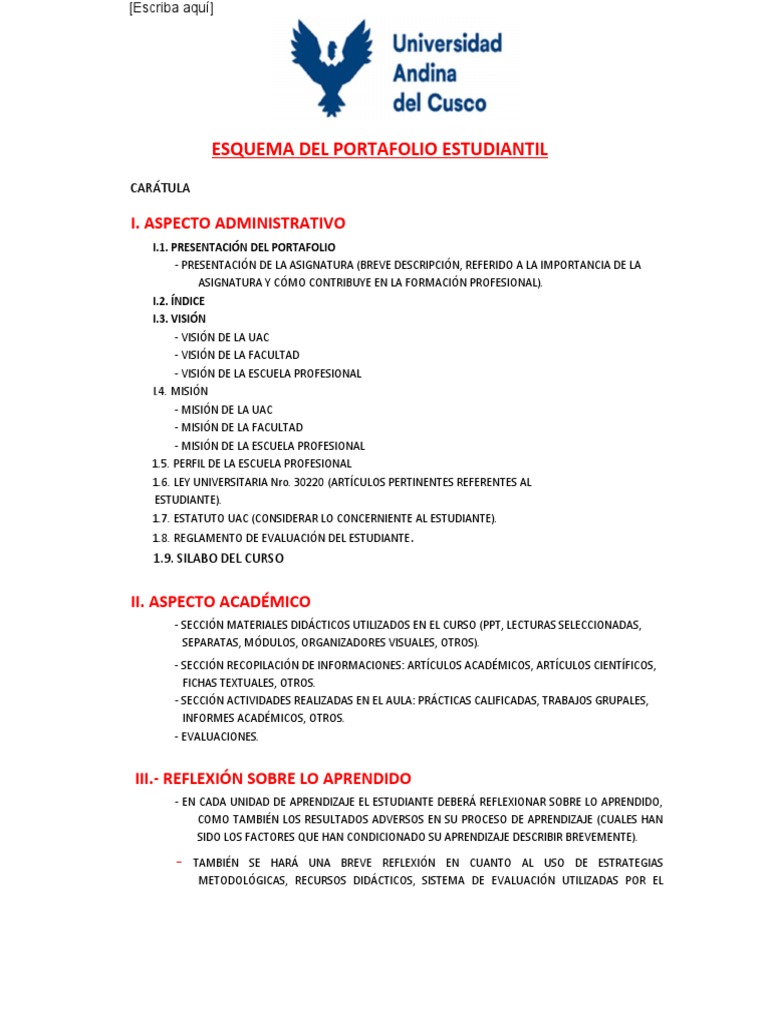 Esquema de Portafolio Estudiantil | PDF
