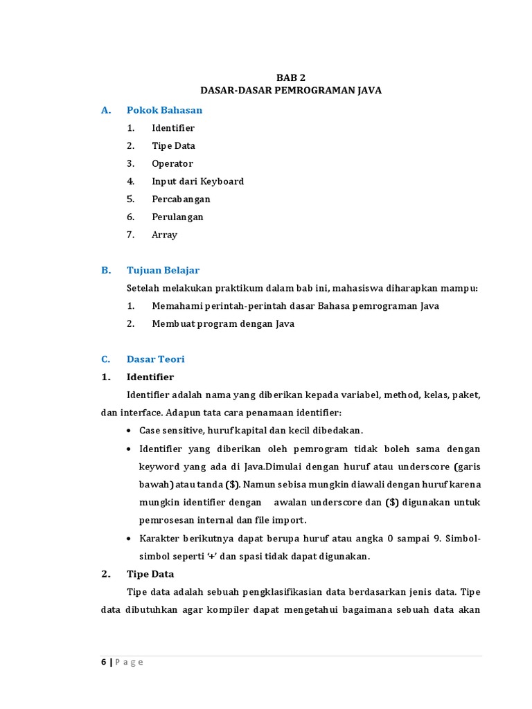 Pert 3-4 Dasar-Dasar Java | PDF