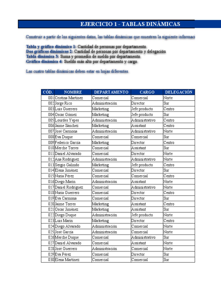 Ejercicio 1 - Tablas Dinámicas | PDF