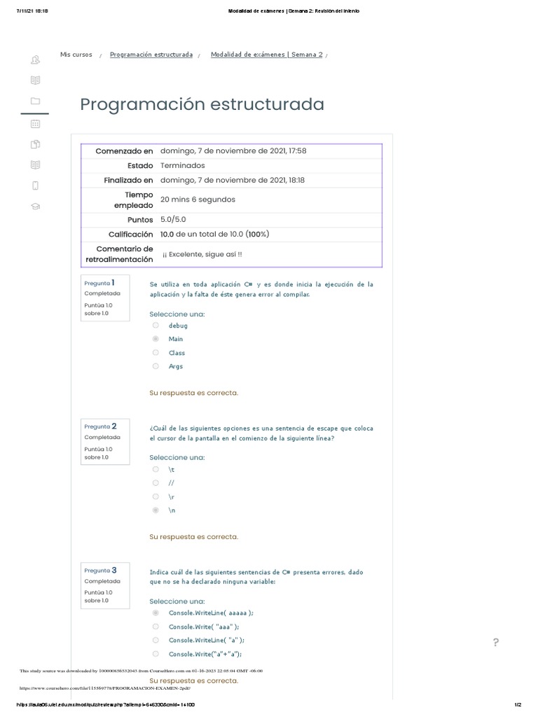 Utel Exámen Programacion Estructurada - Semana1 - 2023 | PDF | Gestión de tecnología de la ...