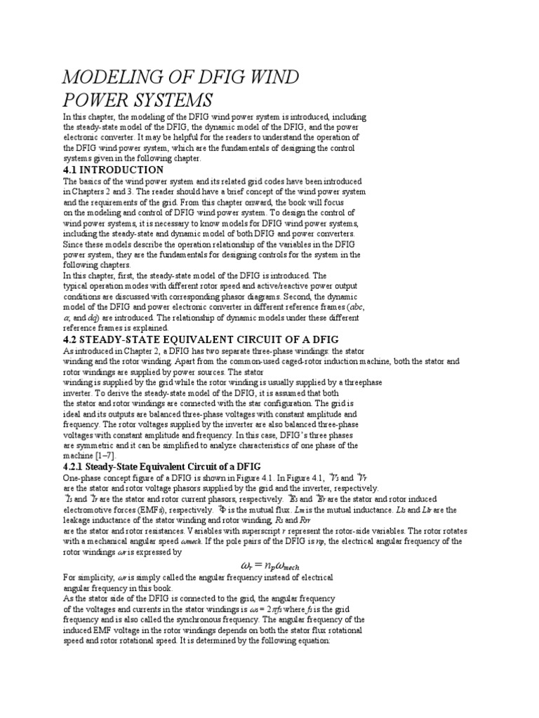 Modeling Of Dfig Wind Pdf Computers
