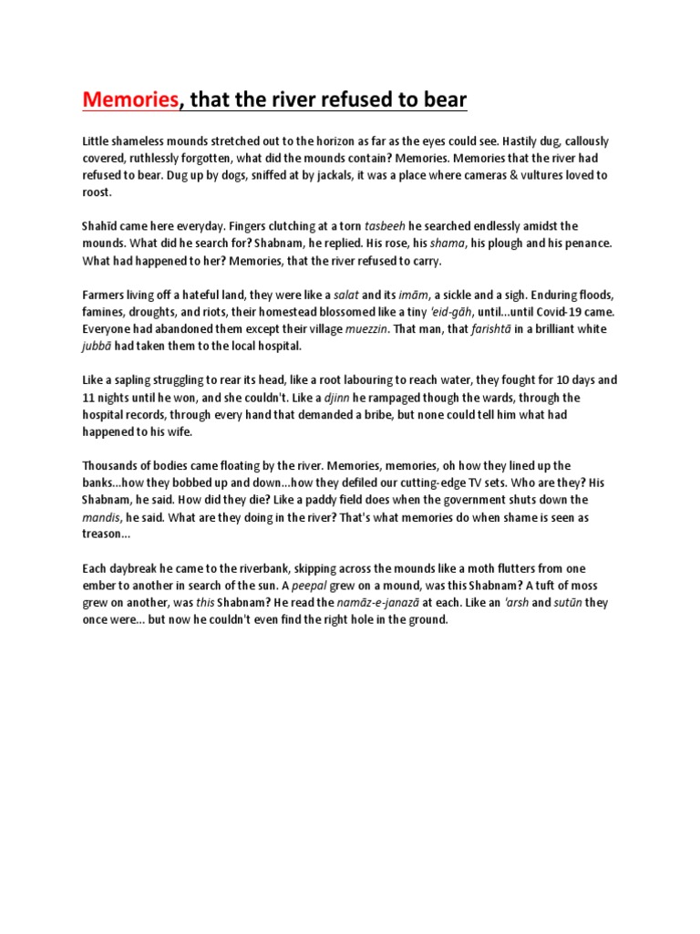 Memories, That The River Refused To Bear | PDF | Poetry