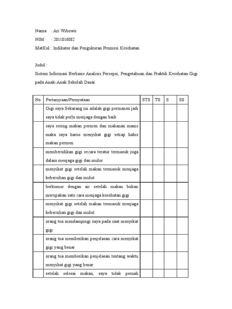 Ari Wibowo - Instrumen Persepsi | PDF | Pengembangan Diri | Kesehatan Holistik