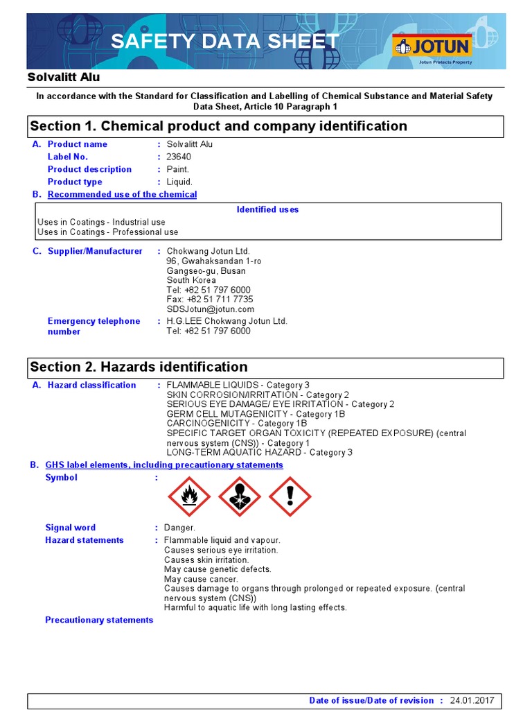 Solvalitt Aluminium - MSDS | PDF | Toxicity | Benzene