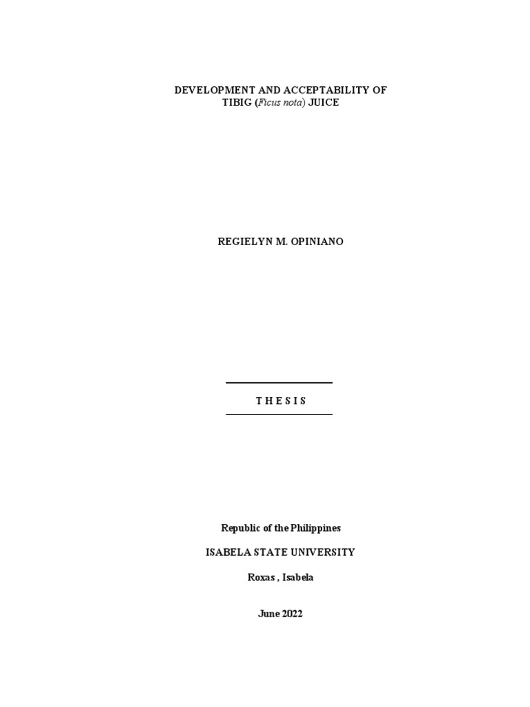 Tibig (Ficus nota) Juice Development Study | PDF | Home & Garden