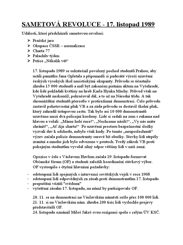 Sametová Revoluce | PDF