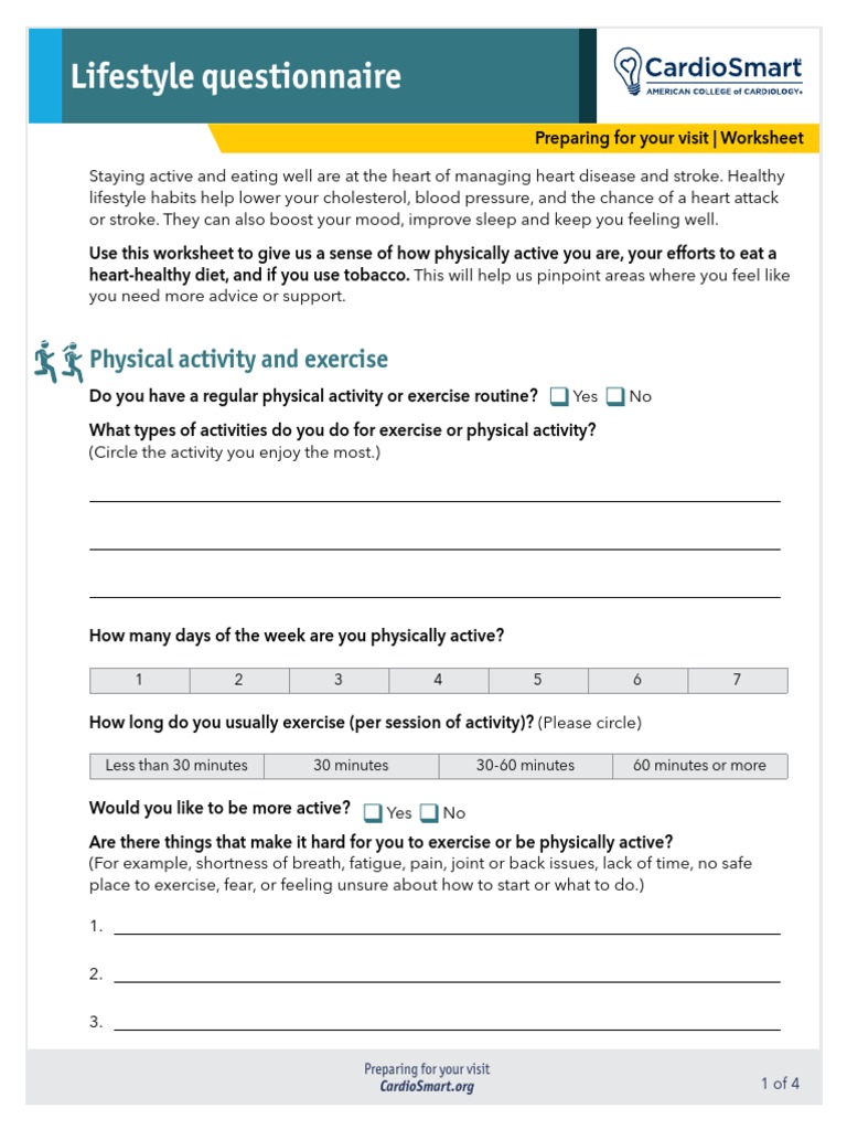 Your Visit Lifestyle Questionnaire | Download Free PDF | Foods | Dieting