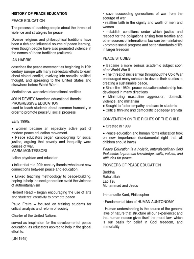 Reviewer Peace Education | PDF | Peace | Violence