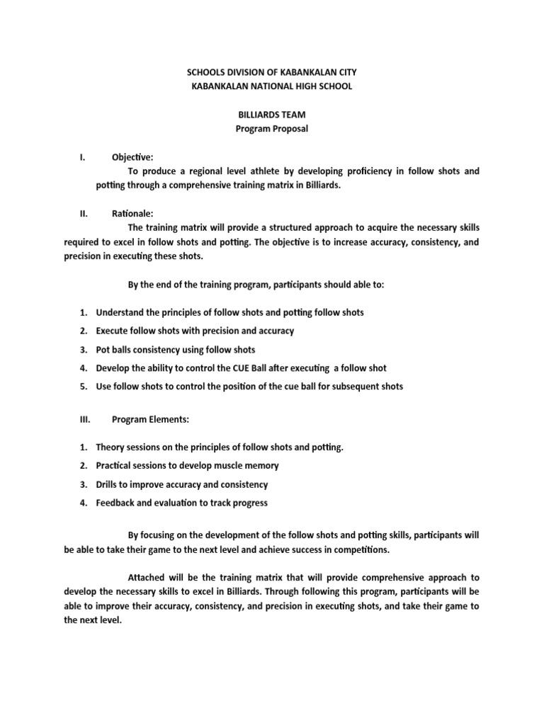 Billiard Proposal | PDF