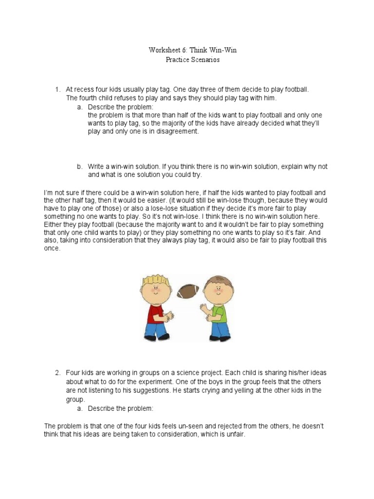 Worksheet 6 Think Win-Win | PDF Worksheet 6 Think Win-Win | PDF