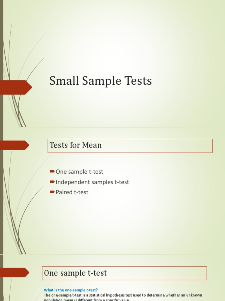 Small Sample Tests - Handout | PDF | Student's T Test | Statistical ...