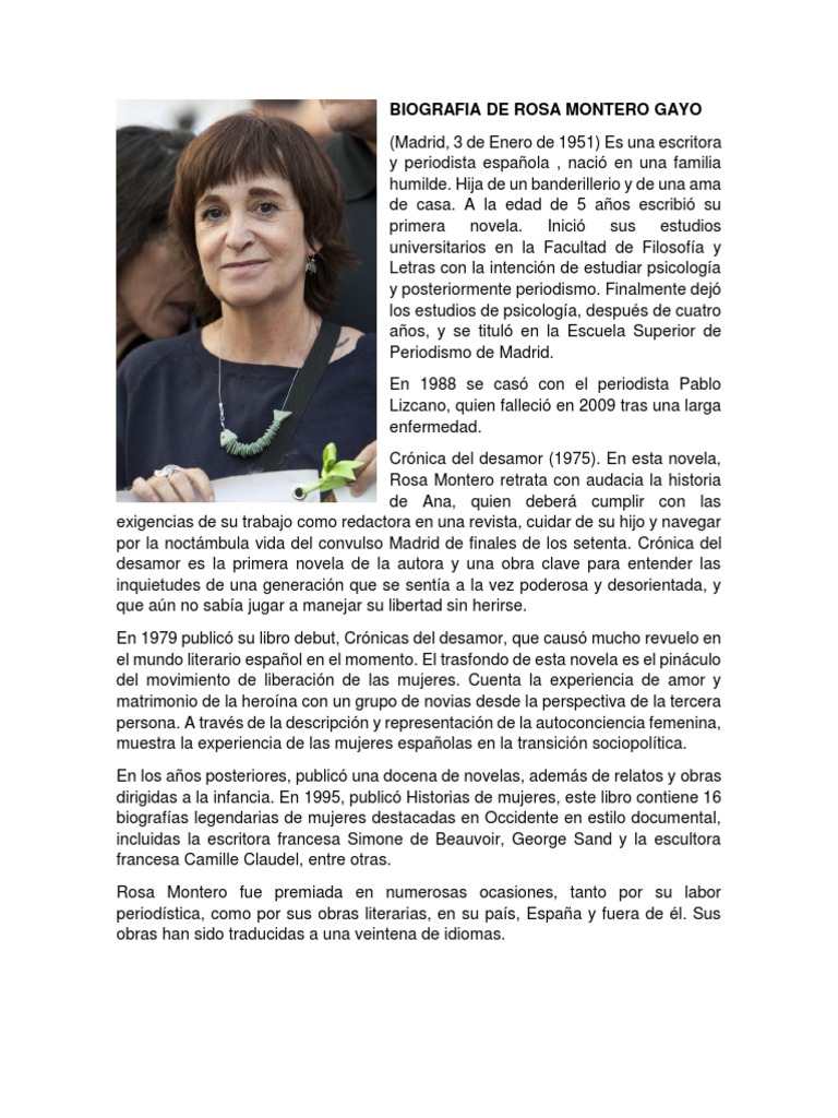 Biografia de Rosa Montero Gayo | PDF