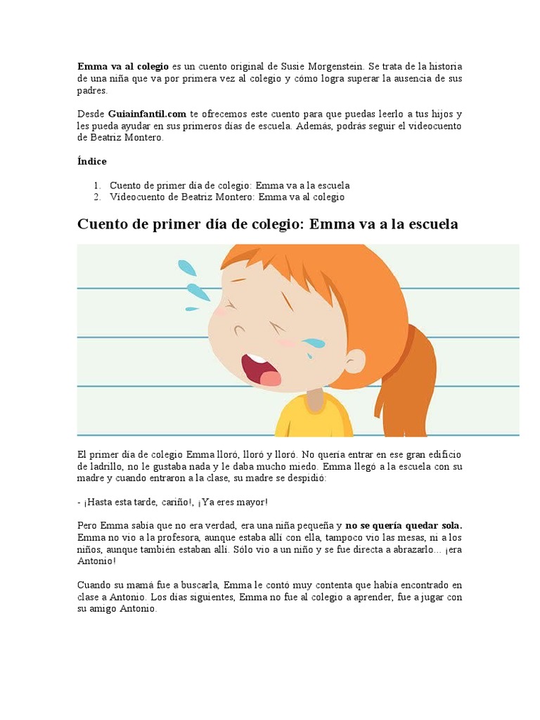 Emma Va Al Colegio Es Un Cuento Original de Susie Morgenstein | PDF
