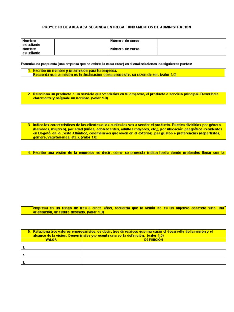 Proyecto de Aula Aca Segunda Entrega Fundamentos de Administración | PDF | Crecimiento personal ...