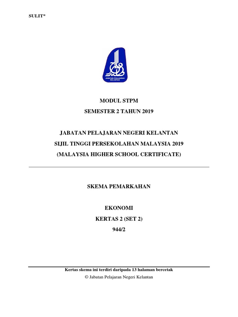 Modul STPM Semester 2 Tahun 2019: Sulit | PDF