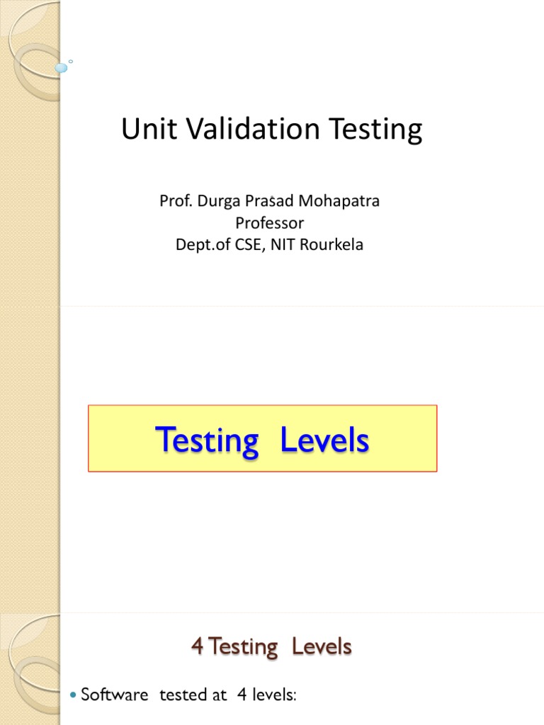 Unit Validation Testing Pdf Unit Testing Verification And Validation