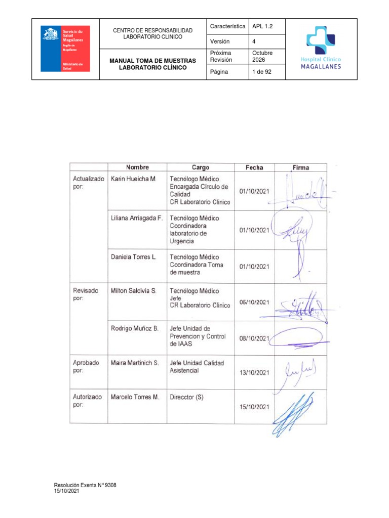 Manual Toma de Muestras Laboratorio Clínico | PDF | Laboratorios ...
