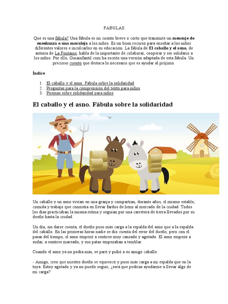 FABULAS | PDF | Fábula | Burro
