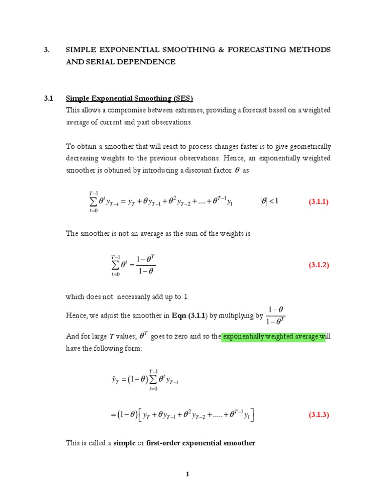Simple Exponential Smoothing & Forecasting Methods and Serial ...
