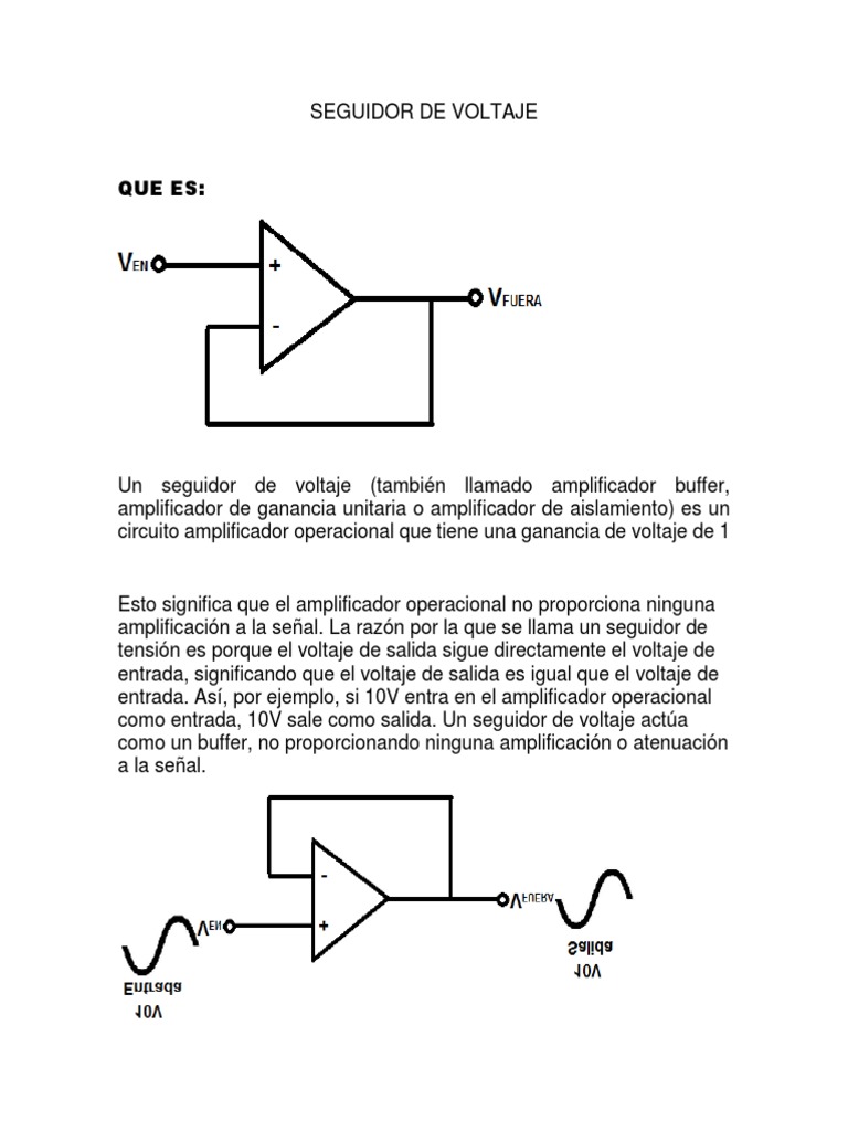 Seguidor de Voltaje | PDF | Amplificador operacional | Impedancia eléctrica