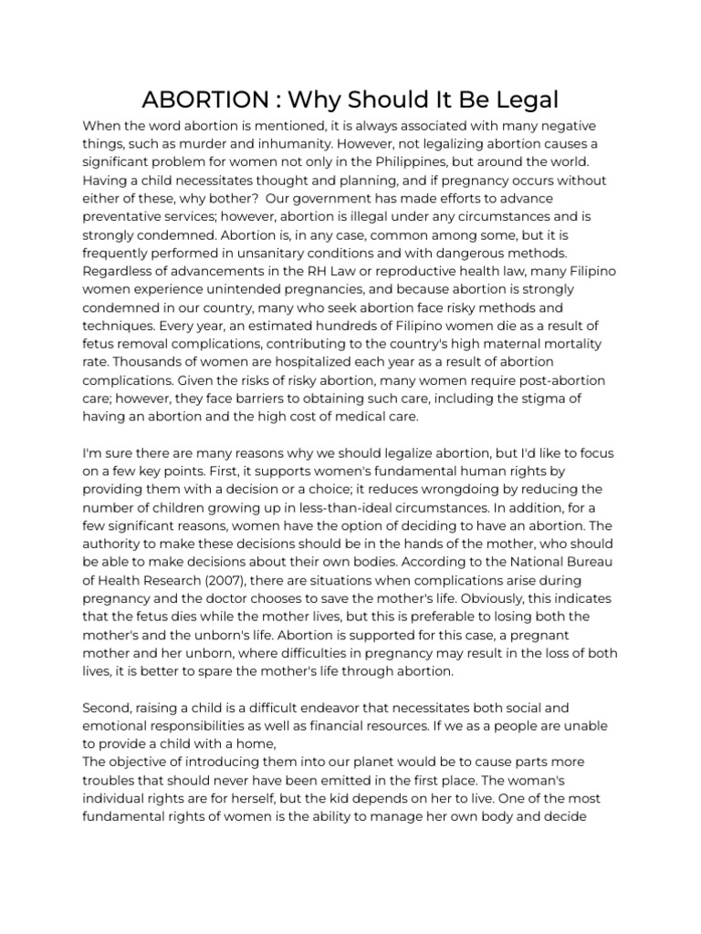 Abortion Essay + Maikling Kwento Summary | PDF