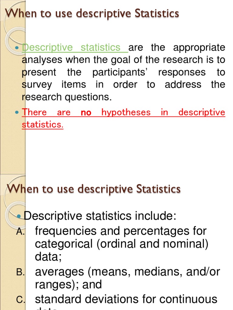 When To Use Descriptive Statistics | PDF | Statistics | Categorical Variable