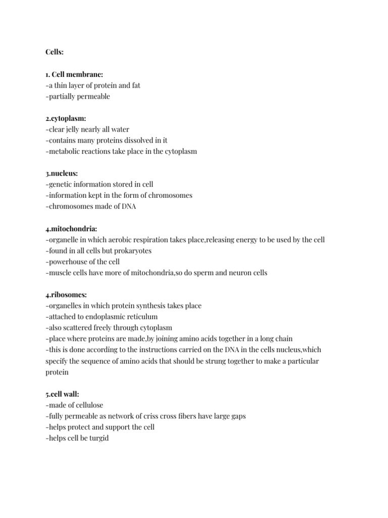 IGCSE Biology Chapter 2-Cells | PDF | Cell (Biology) | Chloroplast