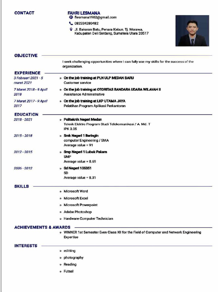 Lamaran Kerja Fahri Lesmana-Compressed | PDF