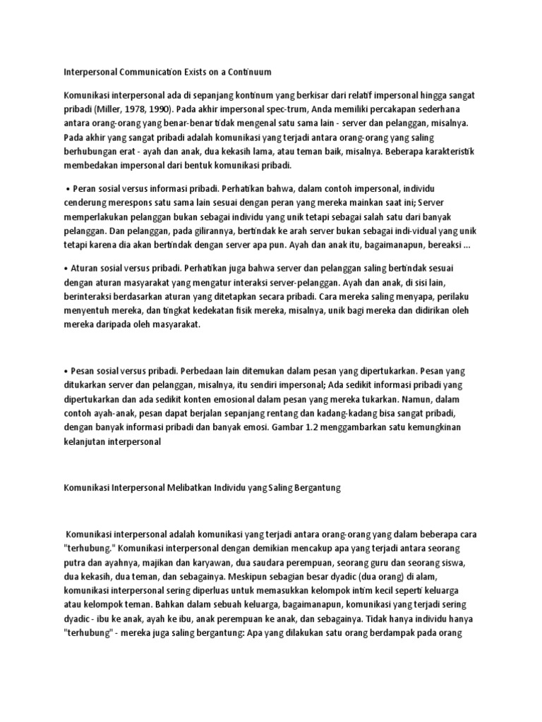 Interpersonal Communication Exists On A Continuum | PDF | Kesehatan ...