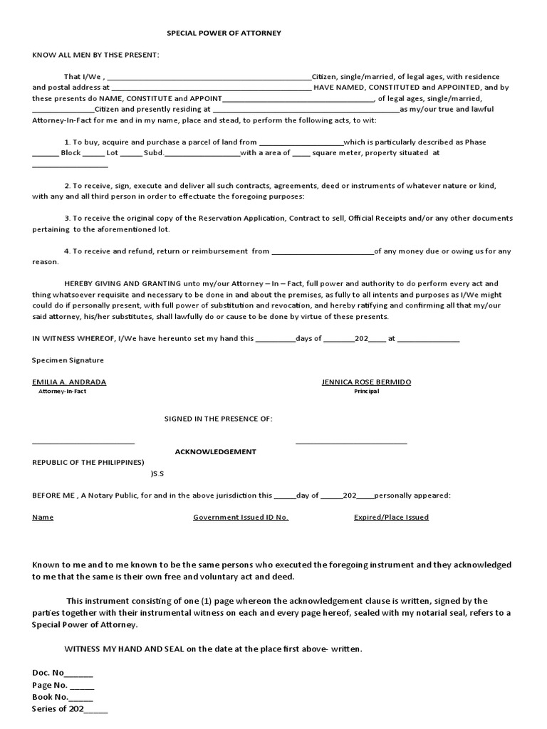 Special Power of Attorney March 17 | PDF | Power Of Attorney | Legal Documents