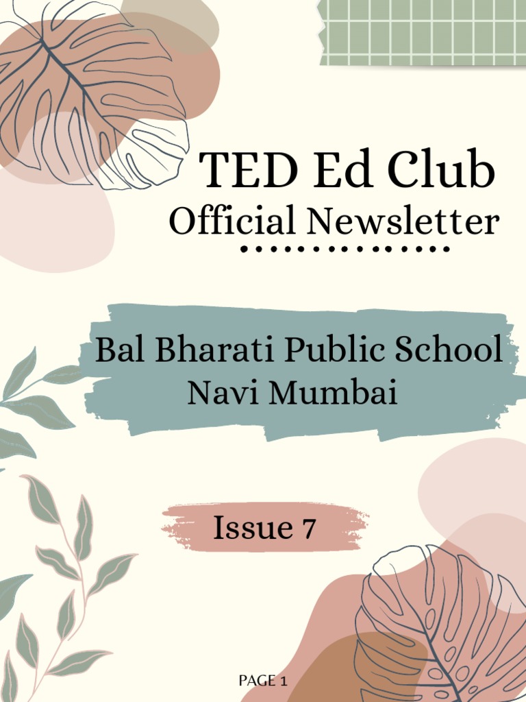 Bal Bharati School TED Ed Club Newsletter | PDF | Career & Growth ...