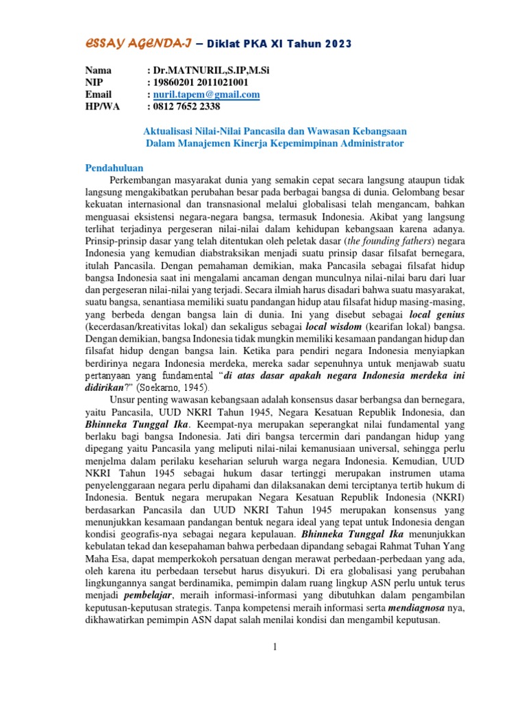 Aktualisasi Nilai Nilai Pancasila Dan Wa | PDF