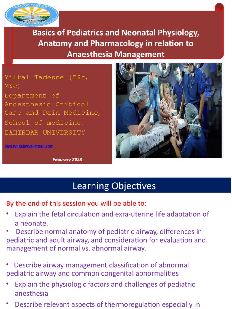 Pediatric Anesthesia: Key Considerations | PDF | Larynx | Fetus