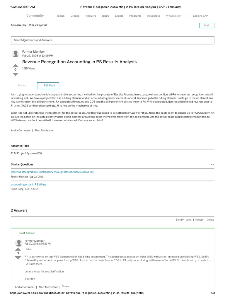Revenue Recognition Accounting in PS Results Analysis - SAP Community ...