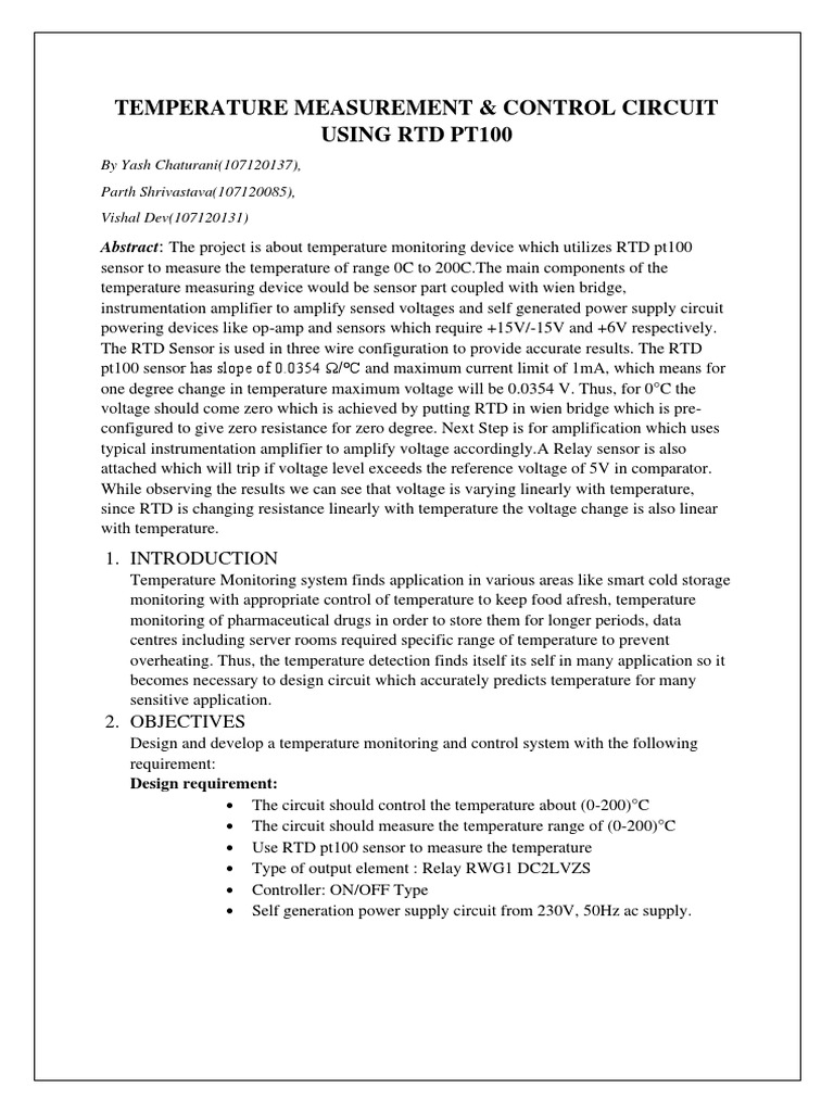 Temperature Measurement Using RTD-PT100 | PDF | Amplifier | Operational Amplifier