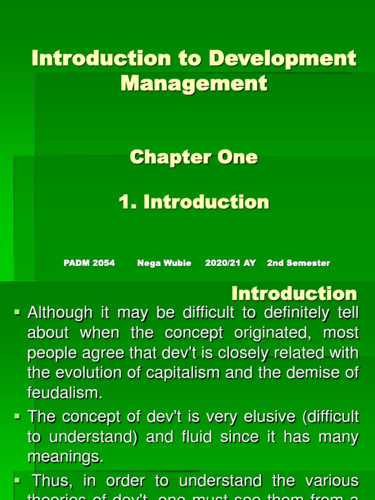 Chapter One - An Overview of Development Management | PDF | Governance | Poverty