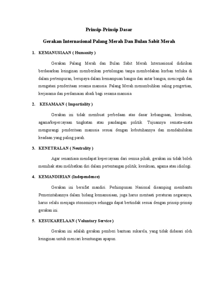 Prinsip-Prinsip Dasar Gerakan Internasional Palang Merah Dan Bulan ...