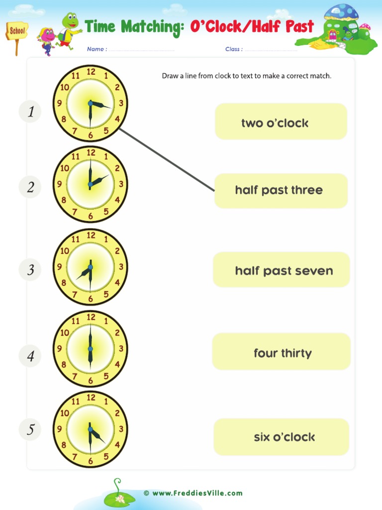 Time Half Past Oclock Match | PDF