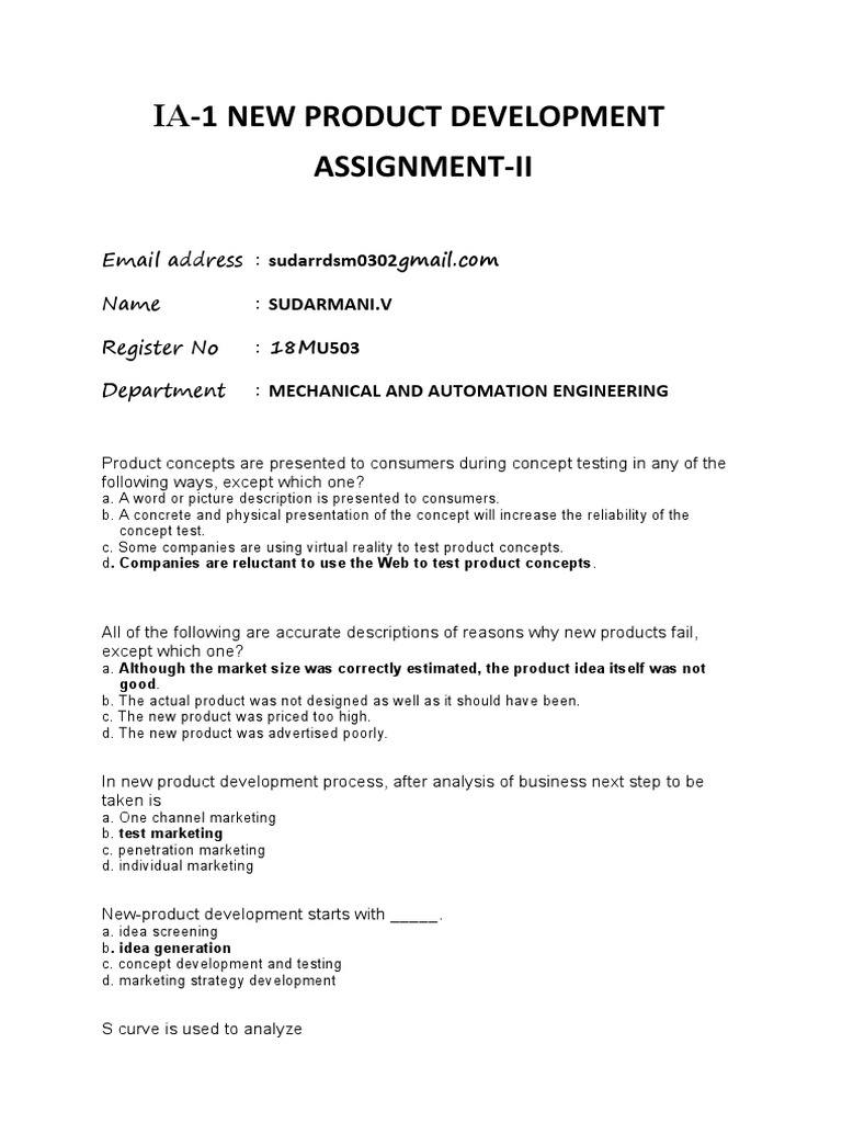 Assignment I | PDF | New Product Development | Marketing