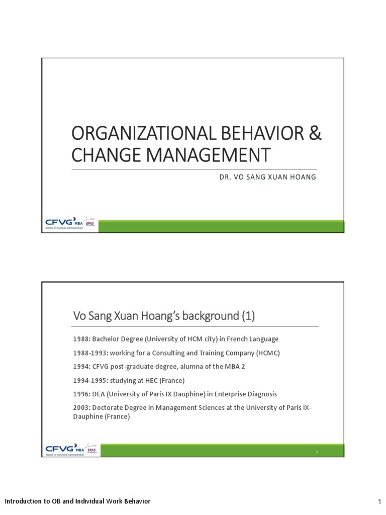 Introduction To OB and Individual Work Behavior | PDF | Extraversion And Introversion | Perception