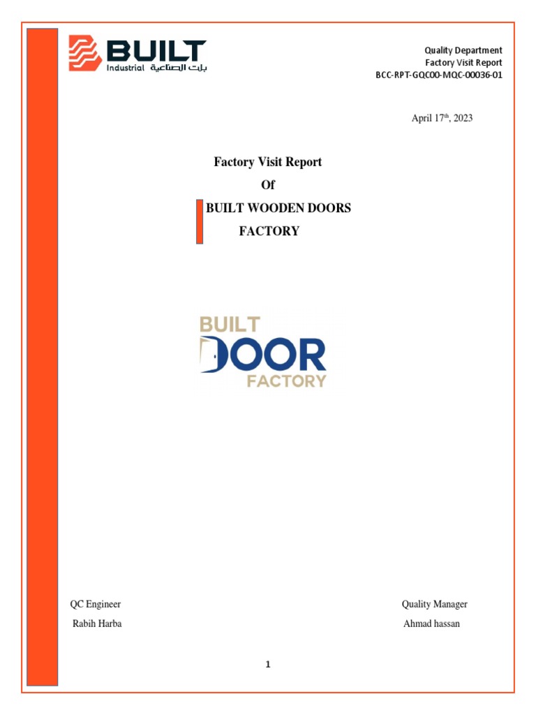 QC Report: Built Wooden Doors Factory Visit | PDF | Factory | Secondary ...