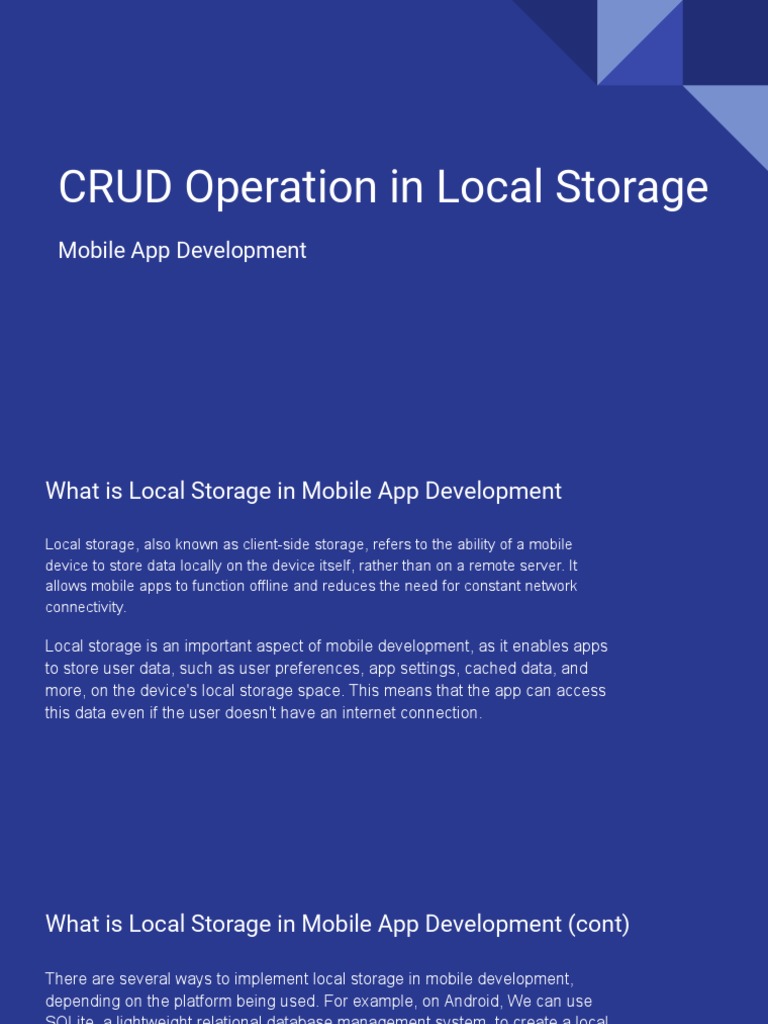 CRUD Presentation | PDF | Mobile App | Computer Data Storage