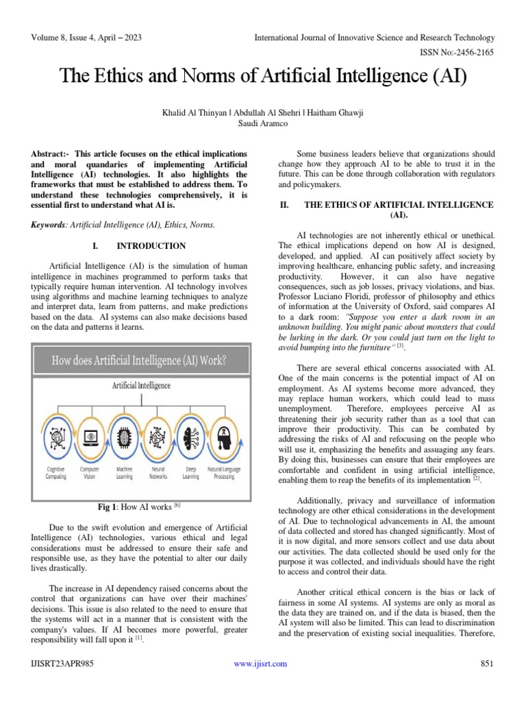 The Ethics and Norms of Artificial Intelligence (AI) | PDF | Business ...