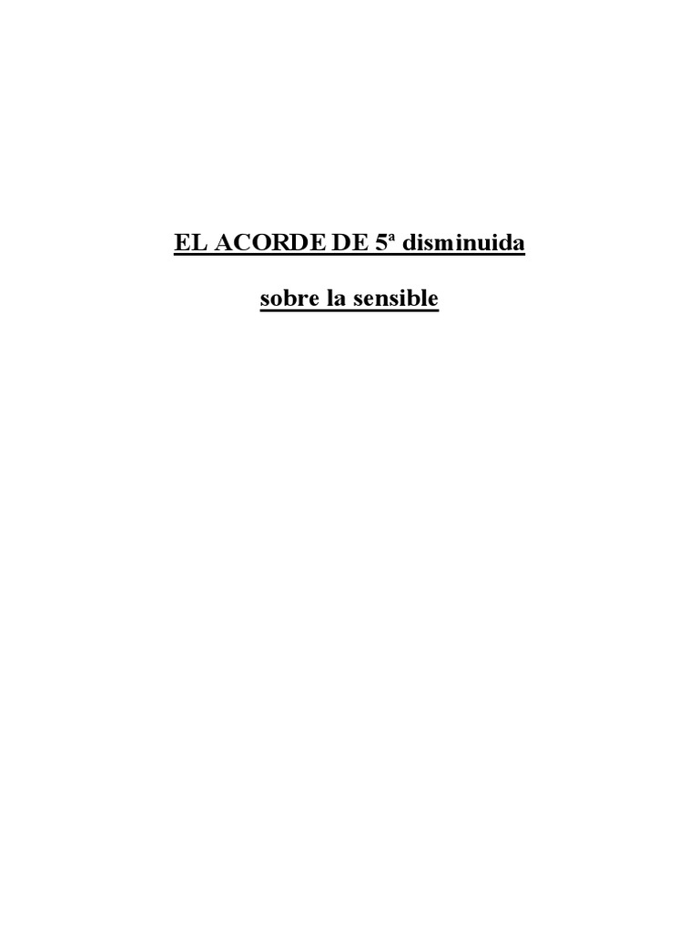 LA ARMONÍA - El Acorde de 5 Disminuida Sobre La Sensible | PDF