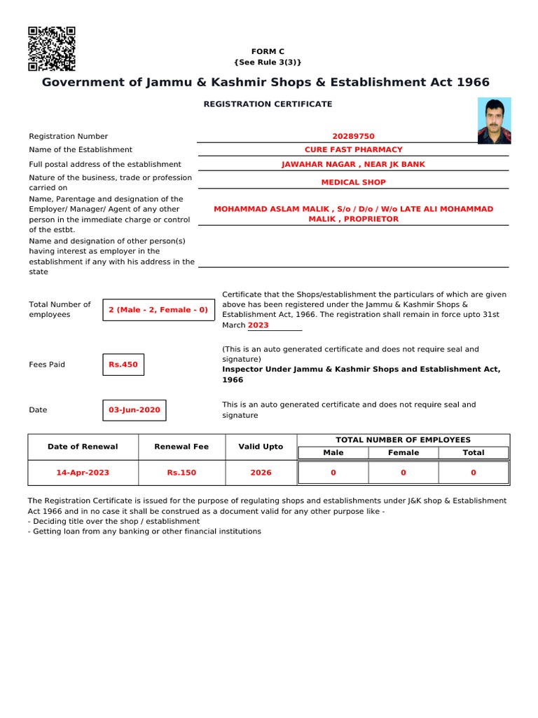 Government of Jammu & Kashmir Shops & Establishment Act 1966 | PDF ...