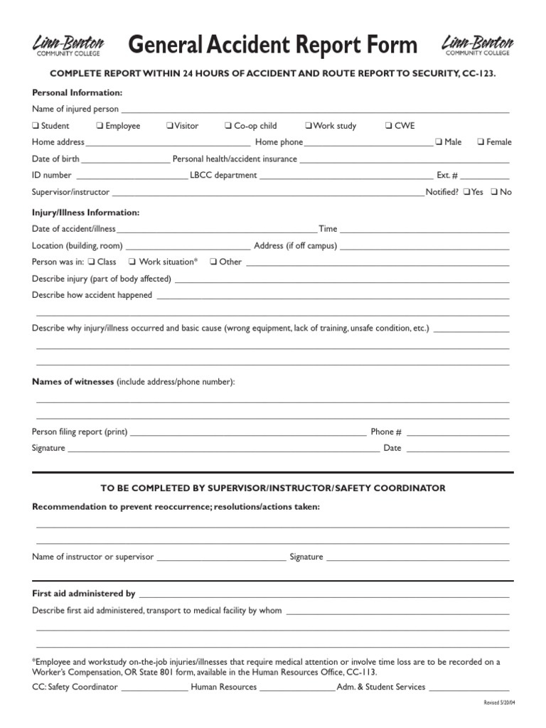 Accidentreportform | PDF | First Aid | Supervisor